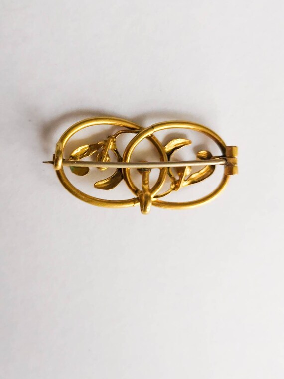 Old Victorian brooch edwardian mistletoe leaves mistl… - Gem