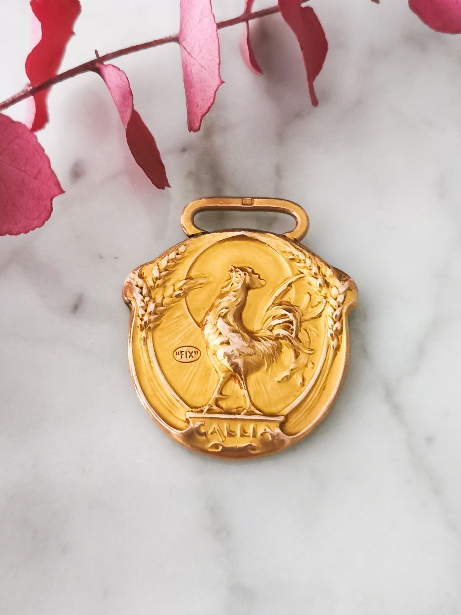 Old Edwardian Pendant Gallic Warrior Medal FIX Maison Savard Brass ...