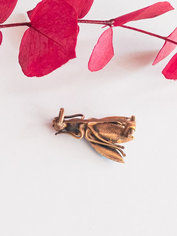 Old Victorian insect fly brooch ruby turquoise beads … - Gem