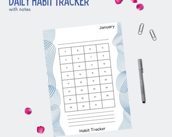 Printable Daily Habit Tracker for Productivity & Reminders Minimalist ...