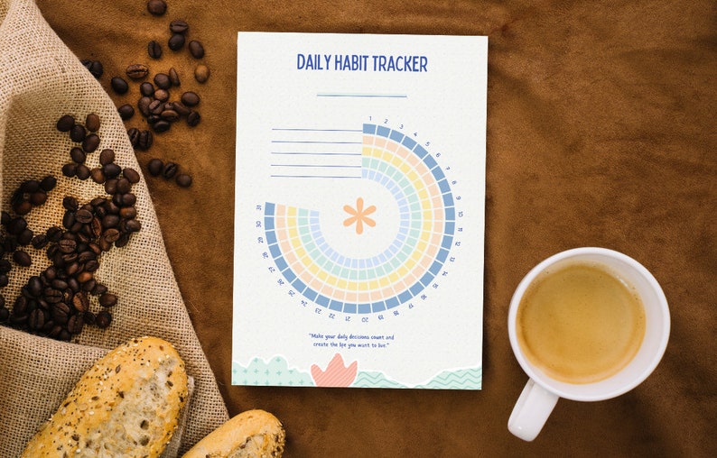 Printable Daily Habit Tracker for Productivity & Reminders Minimalist ...