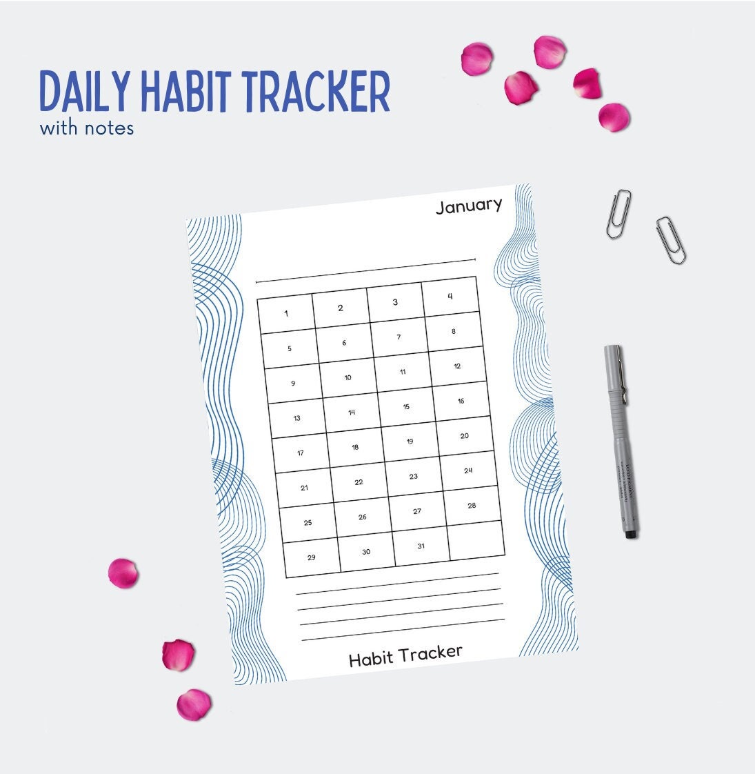 Daily Habit Tracker for Productivity & Reminders Minimalist Tracker ...
