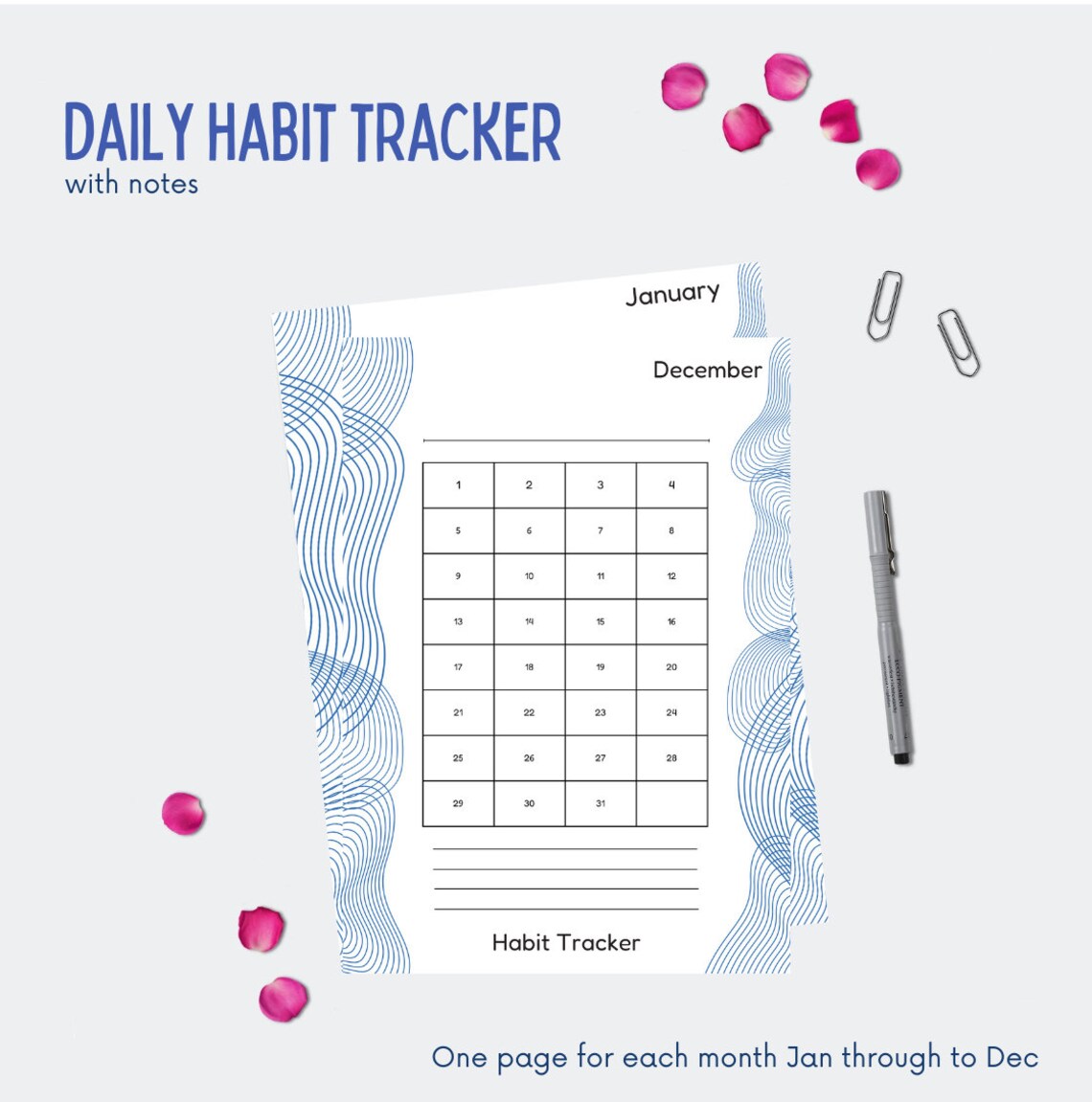 Daily Habit Tracker for Productivity & Reminders Minimalist Tracker ...