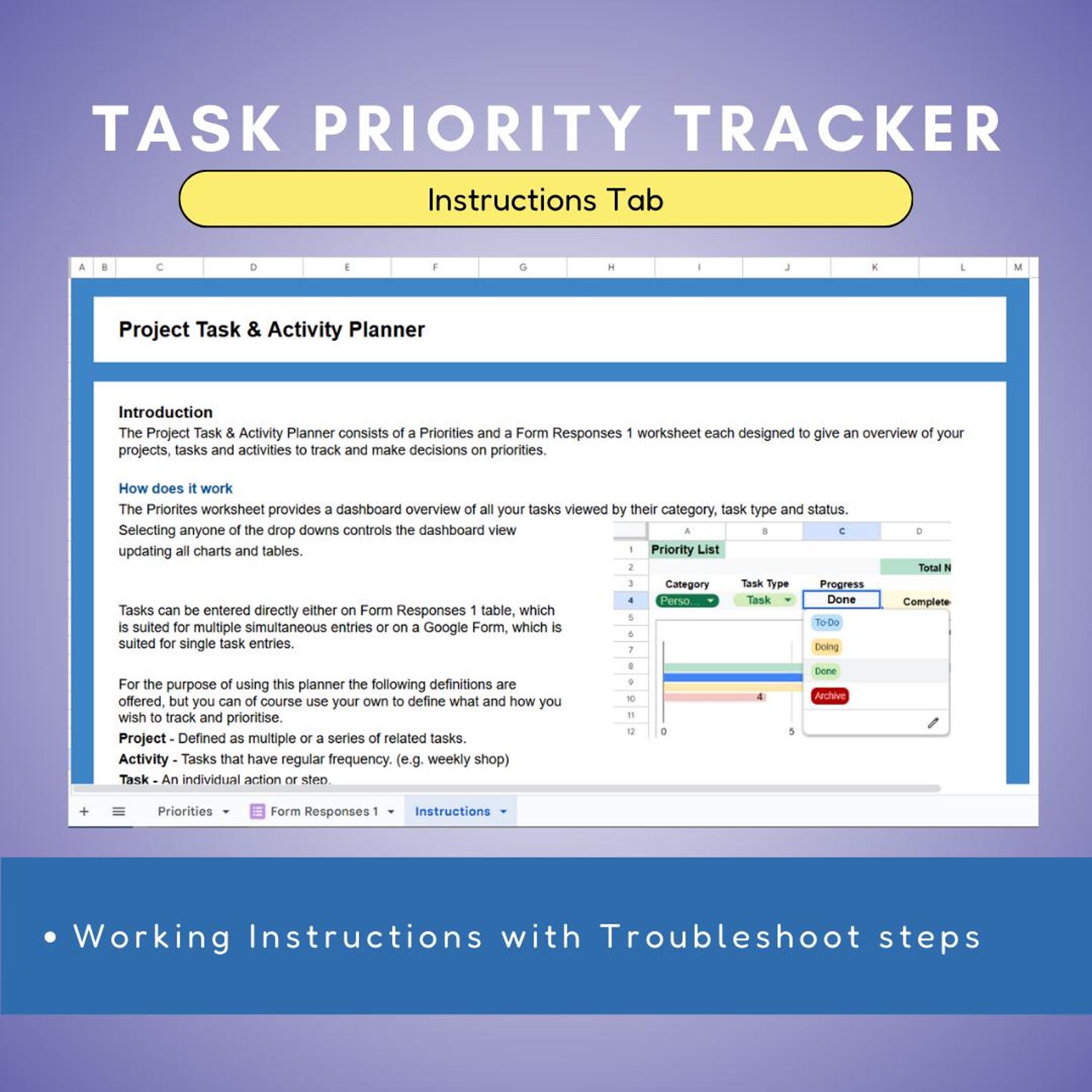 Daily Task Priority Management: Eisenhower Matrix Google Sheet (instant ...