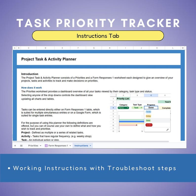Daily Task Priority Management: Eisenhower Matrix Google Sheet (instant ...