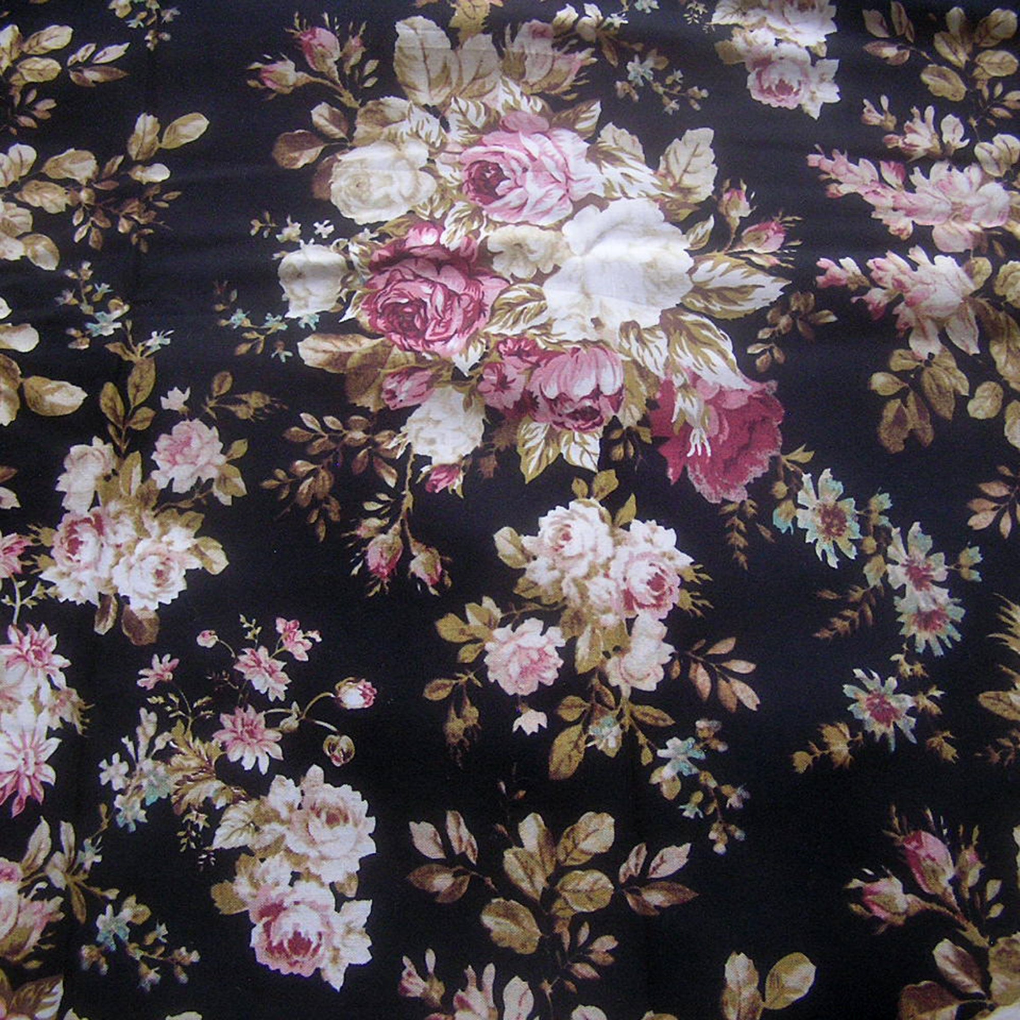 3 Yd Cotton Fabric Rose Bouquets on Black - Etsy