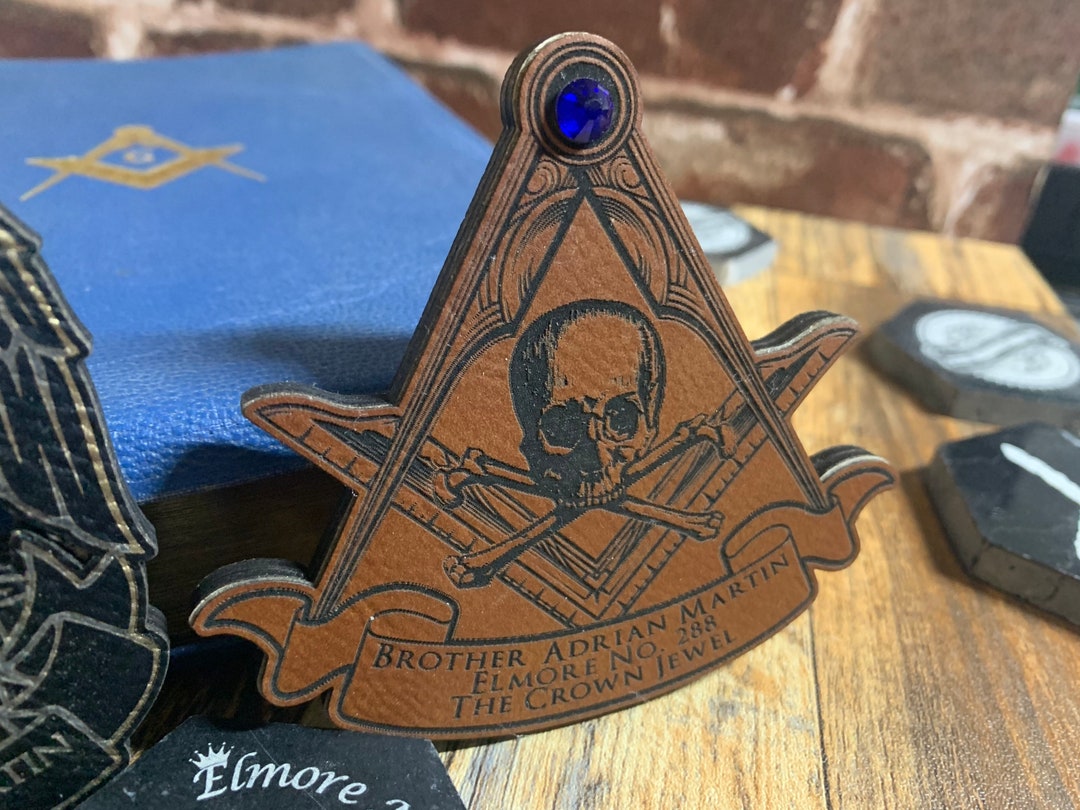 Masonic Freemasonry - Large Wood and Leather Name Tags - Custom ...
