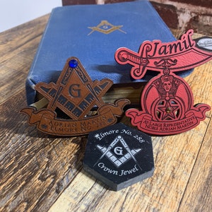 Masonic Freemasonry - Large Wood and Leather Name Tags - Custom ...