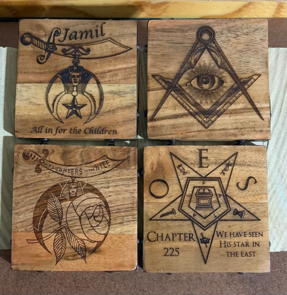 Masonic Acacia Wood Coasters Choose Your Own Set - Etsy