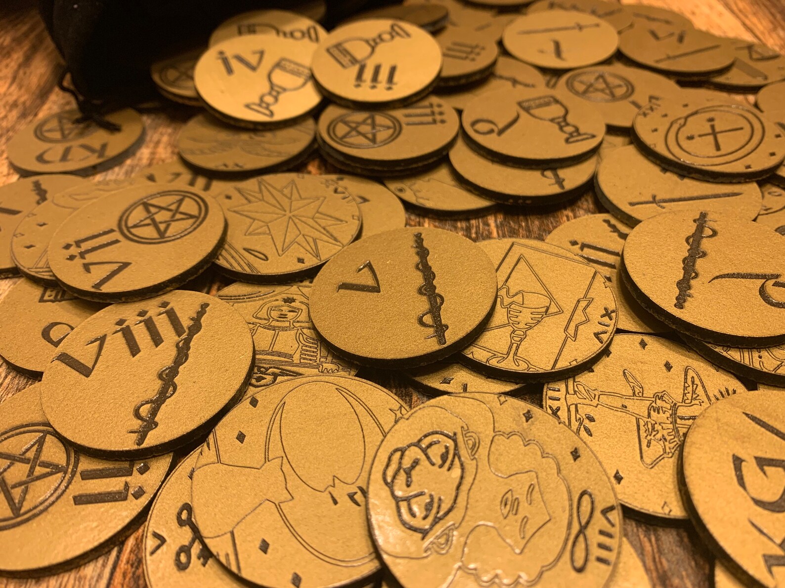 Wooden Tarot Card Coins Complete Set of 78 Painted & - Etsy