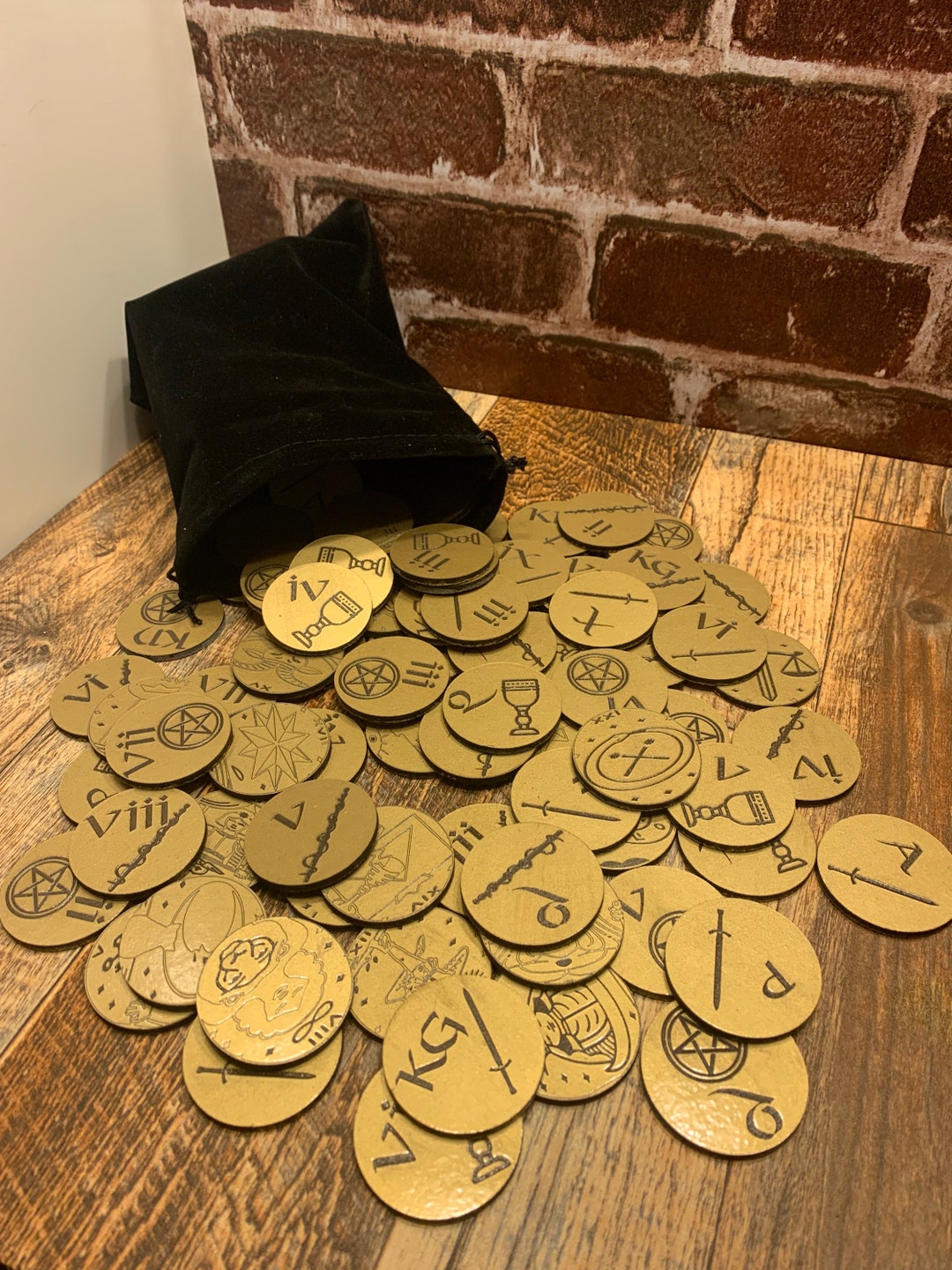 Wooden Tarot Card Coins - Complete Set of 78 - Painted & Glazed - Etsy