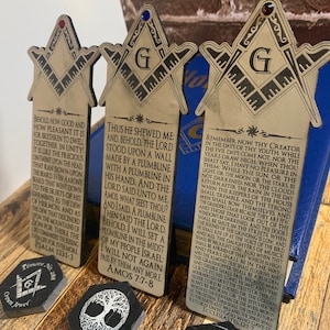 Masonic Freemasonry - Set of 3 Wood and Leather Bookmarks - Custom ...