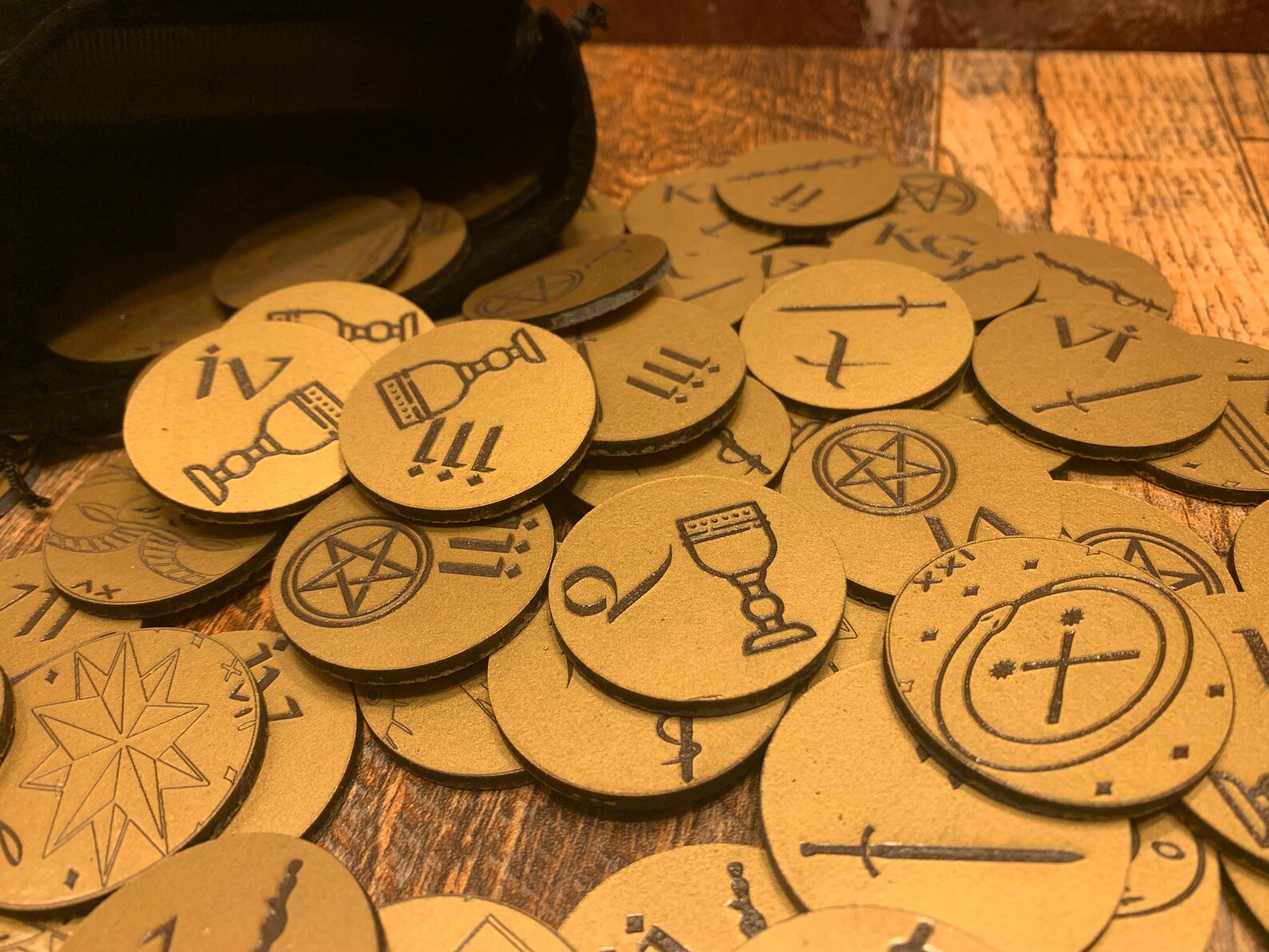 Wooden Tarot Card Coins Complete Set of 78 Painted & - Etsy