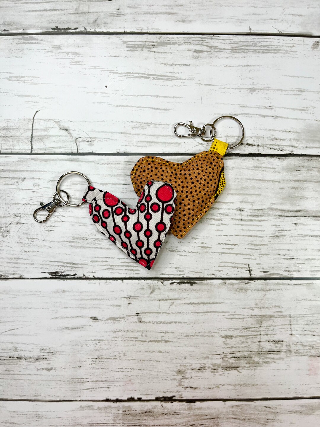 African Print Heart Keyring Fabric Keyring Heart Shaped Keyring - Etsy