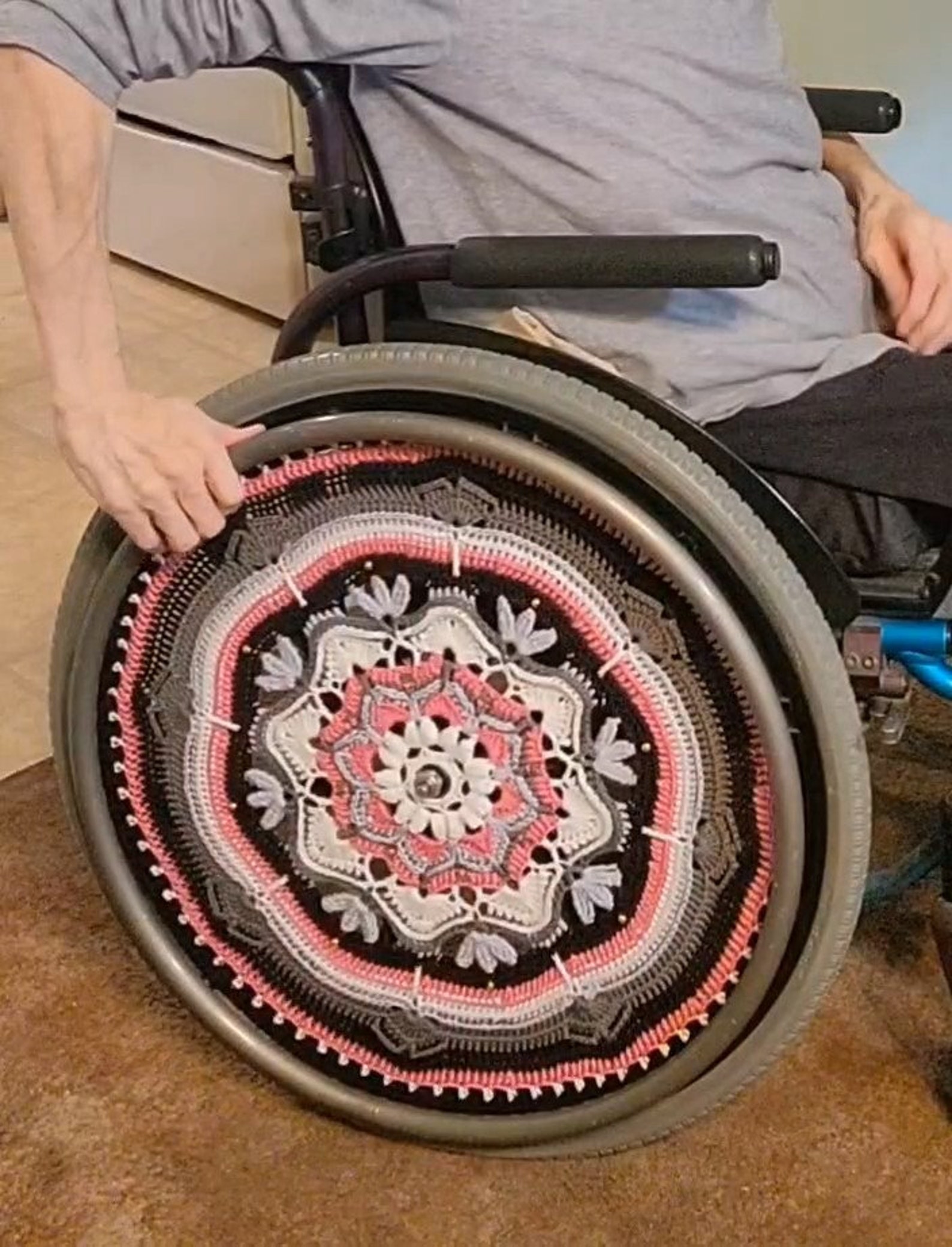 Crochet Wheelchair Wheel Cover PATTERN | Mandala Wheel Fractal Design ...