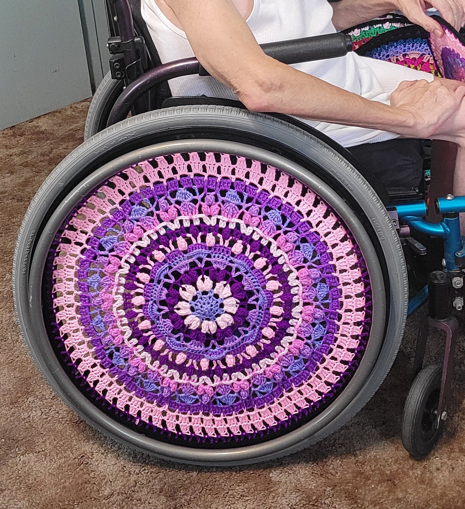 Crochet Wheelchair Wheel Cover Pattern, Mandala Design (PDF Digital ...