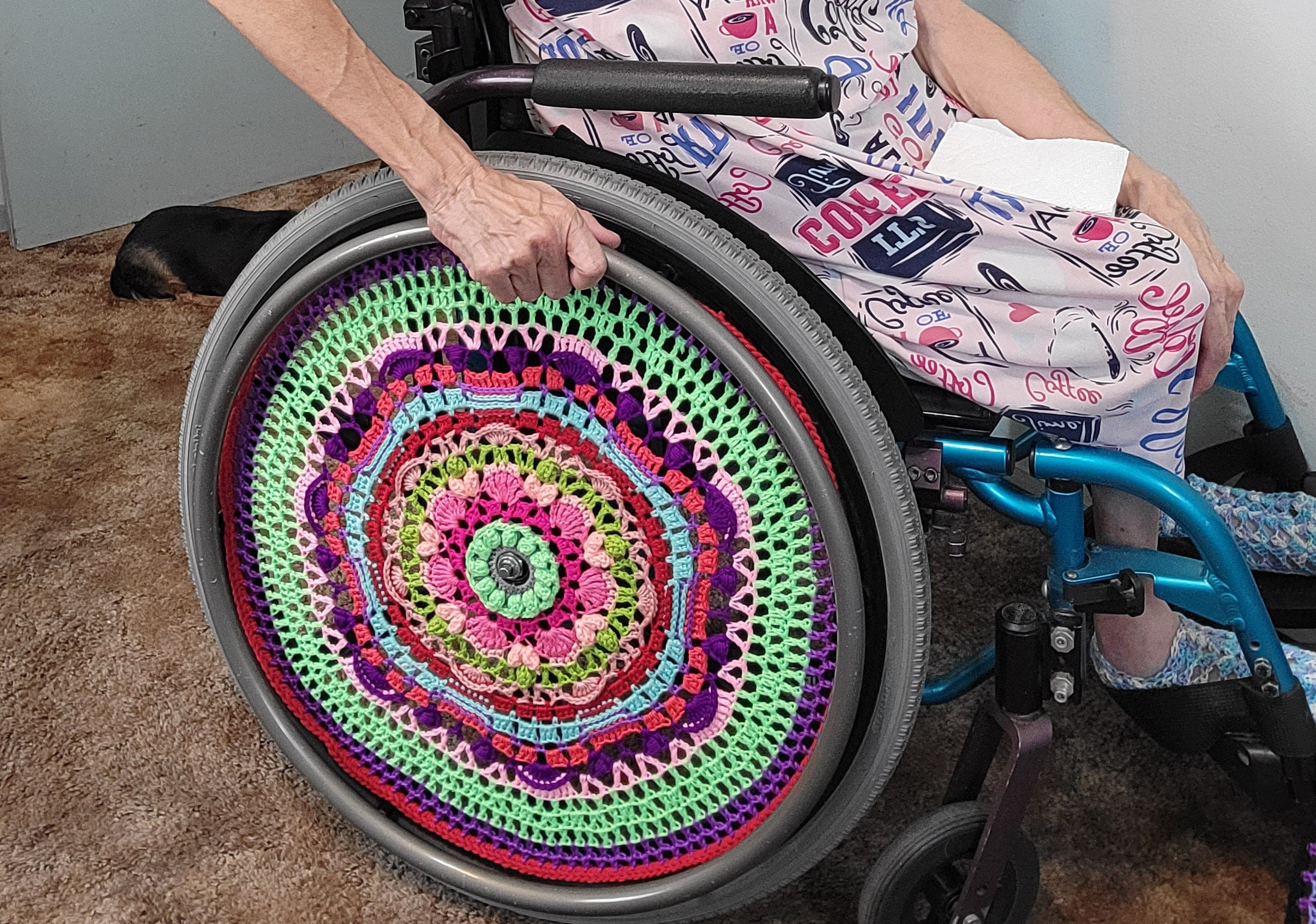 Crochet Wheelchair Wheel Cover Pattern, Mandala Wheel Fractal (PDF ...