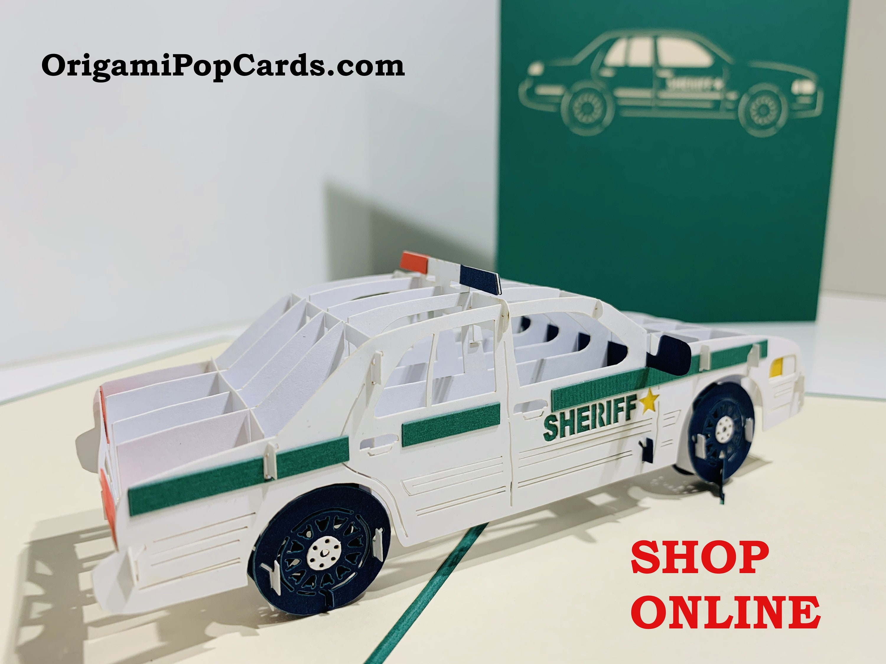 Sheriff Police Car Card Created by Origami Pop Cards Sydney - Etsy