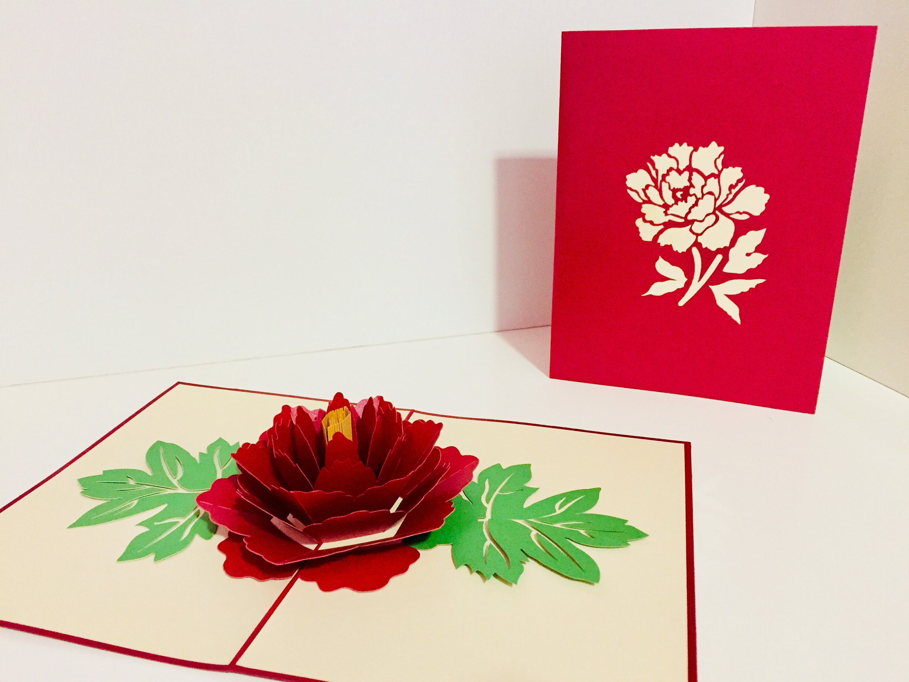 Big Peony Red Rose Card - Created by Origami Pop Cards, Sydney ...