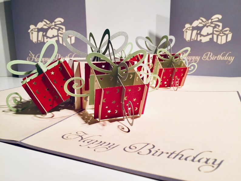 Grey Triple Birthday Present Card - Created by Origami Pop Cards Sydney ...
