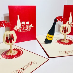 Wine Bottle and Glass Card - Created by Origami Pop Cards Sydney ...
