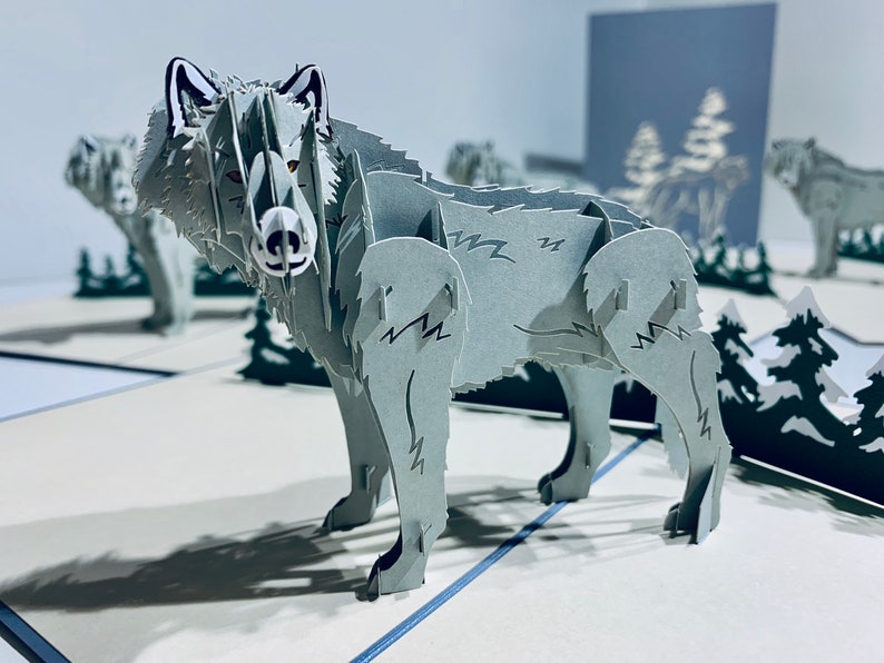 Wild Wolf Card Created by Origami Pop Cards Sydney Australia - Etsy