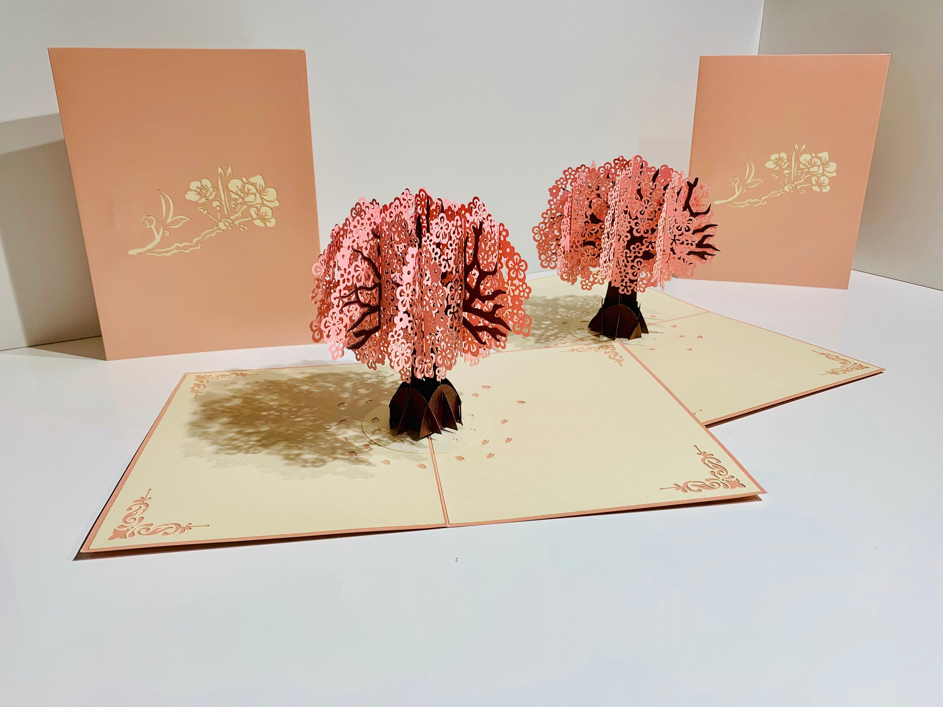 Pink Cherry Blossom Tree Card Created by Origami Pop Cards - Etsy