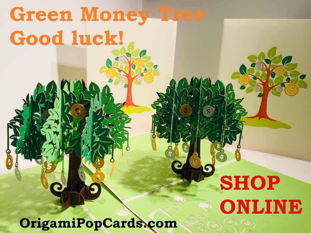 Green Money Tree Good Luck Card - Created by Origami Pop Cards ...