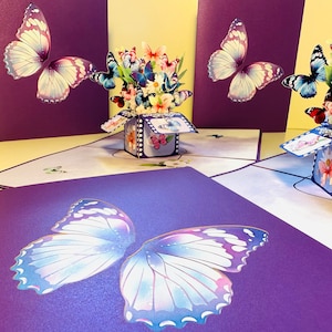 Gorgeous Magic Flying Butterfly Gift Box 3D Pop up Greeting Card Happy ...