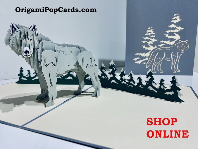 Wild Wolf Card Created by Origami Pop Cards Sydney Australia - Etsy