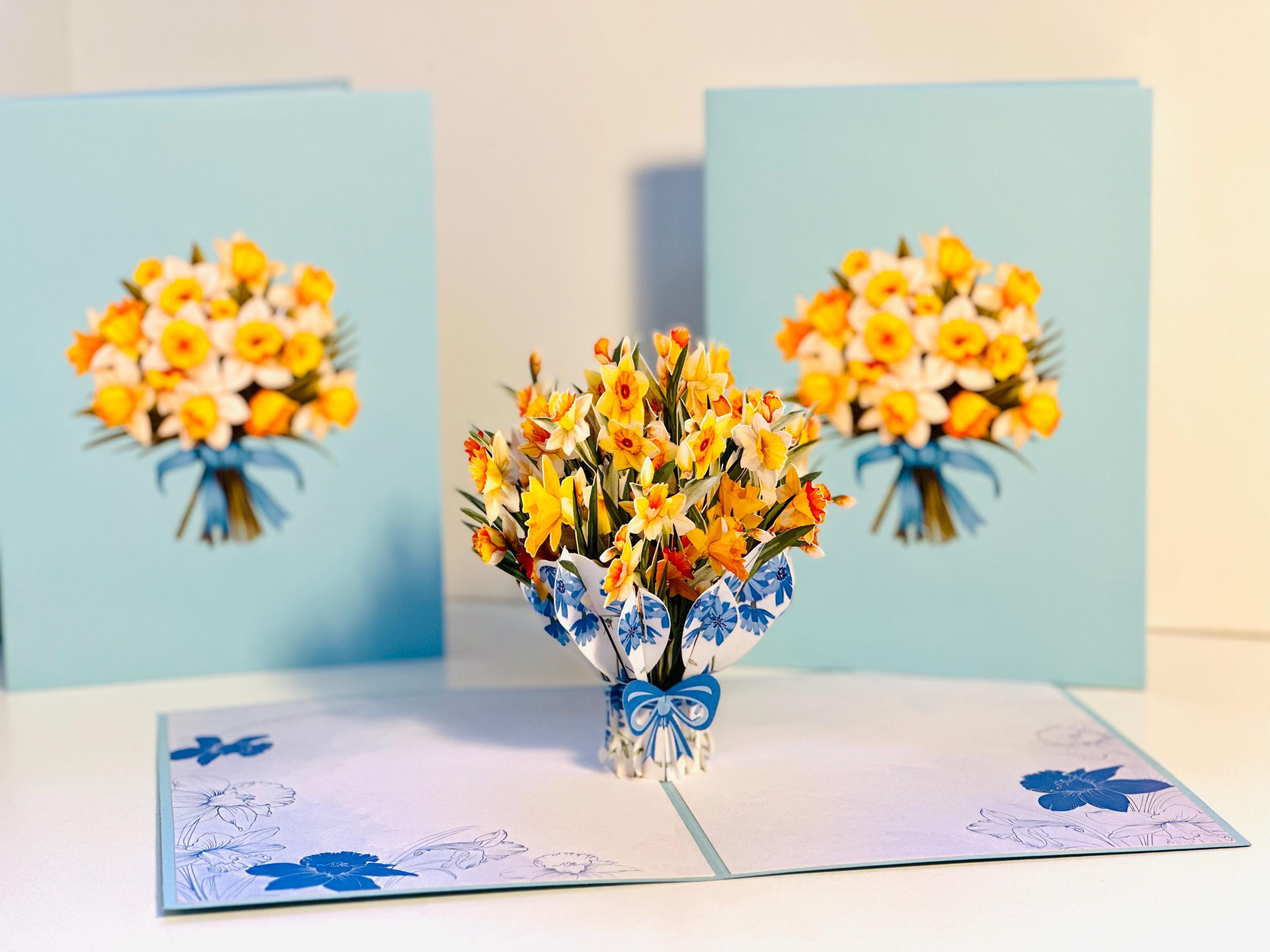 BABY BLUE Cover - Spring Daffodil Bloom Flower Bouquet Happy Birthday ...