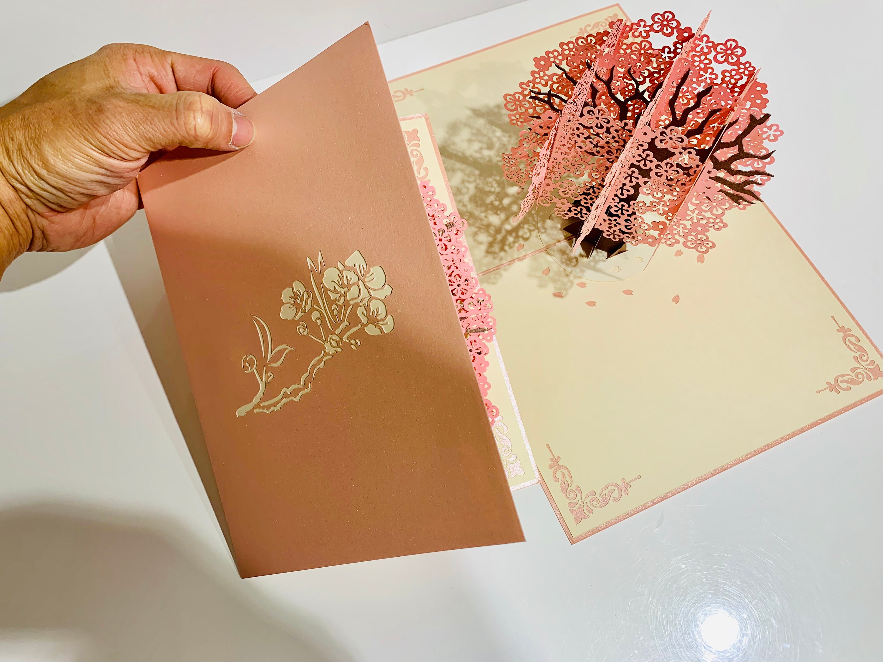 Pink Cherry Blossom Tree Card Created by Origami Pop Cards - Etsy