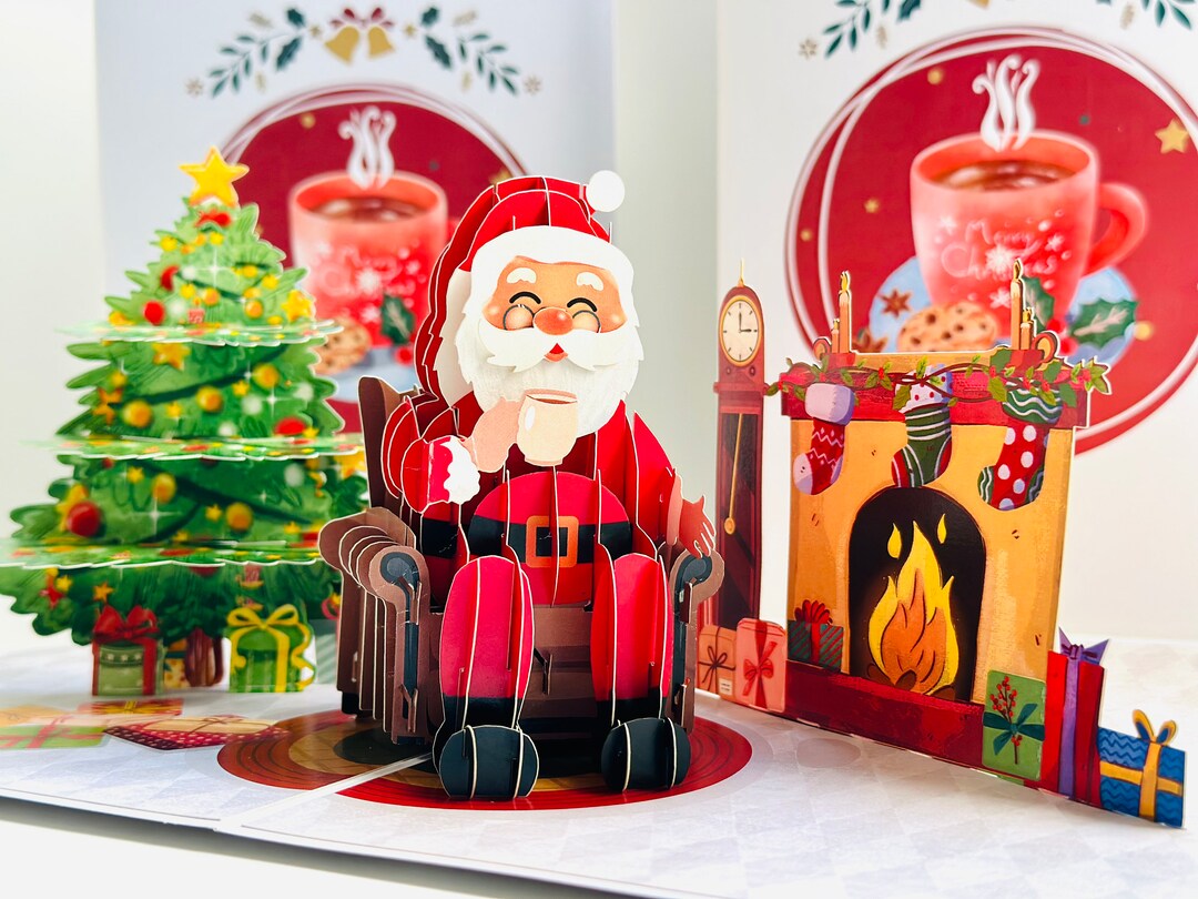 Have a CUPPA Tea or Coffee With Santa Claus 3D Pop up Merry Christmas ...