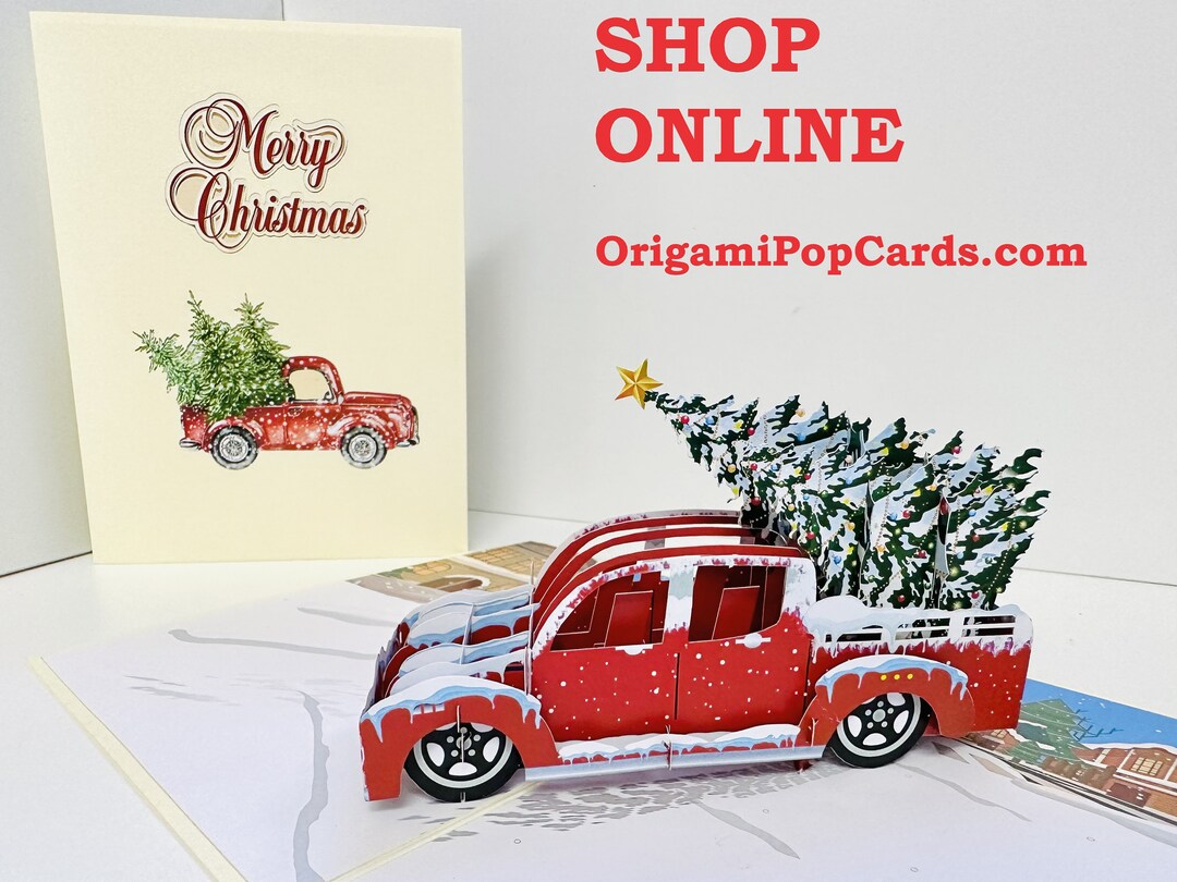 Christmas Holiday Red Truck With Christmas Tree ~ 3D Pop up Greeting ...