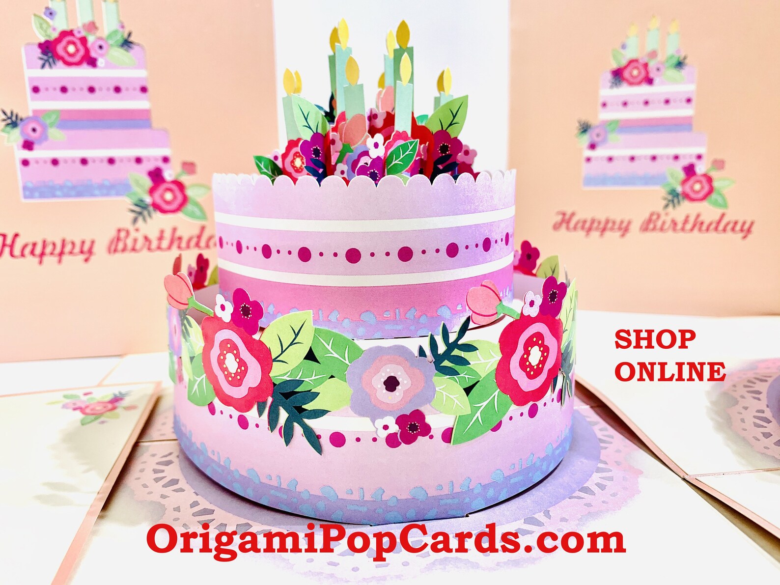 Giant Birthday Cake 3D Birthday Greeting Card - Origami Handmade ...