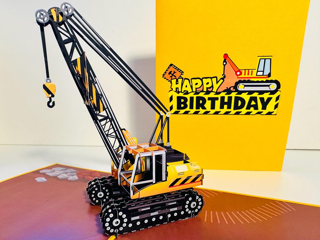 Happy Birthday CRANE Truck 3D Pop up Greeting Card Perfect for ...