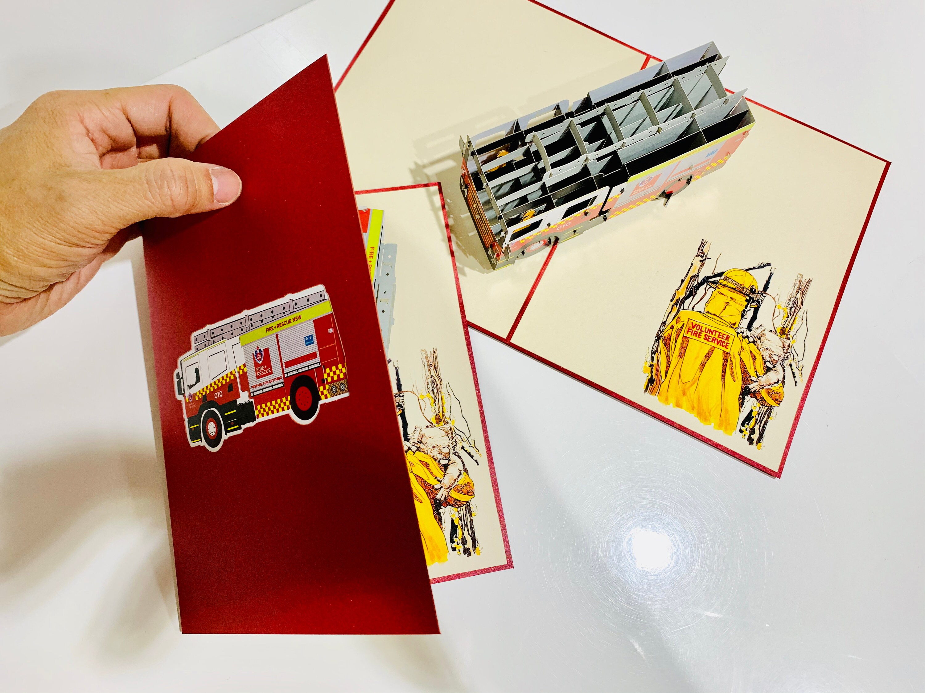 Australian Fire Engine Brigade Truck 3D Pop up Greeting Card Happy ...