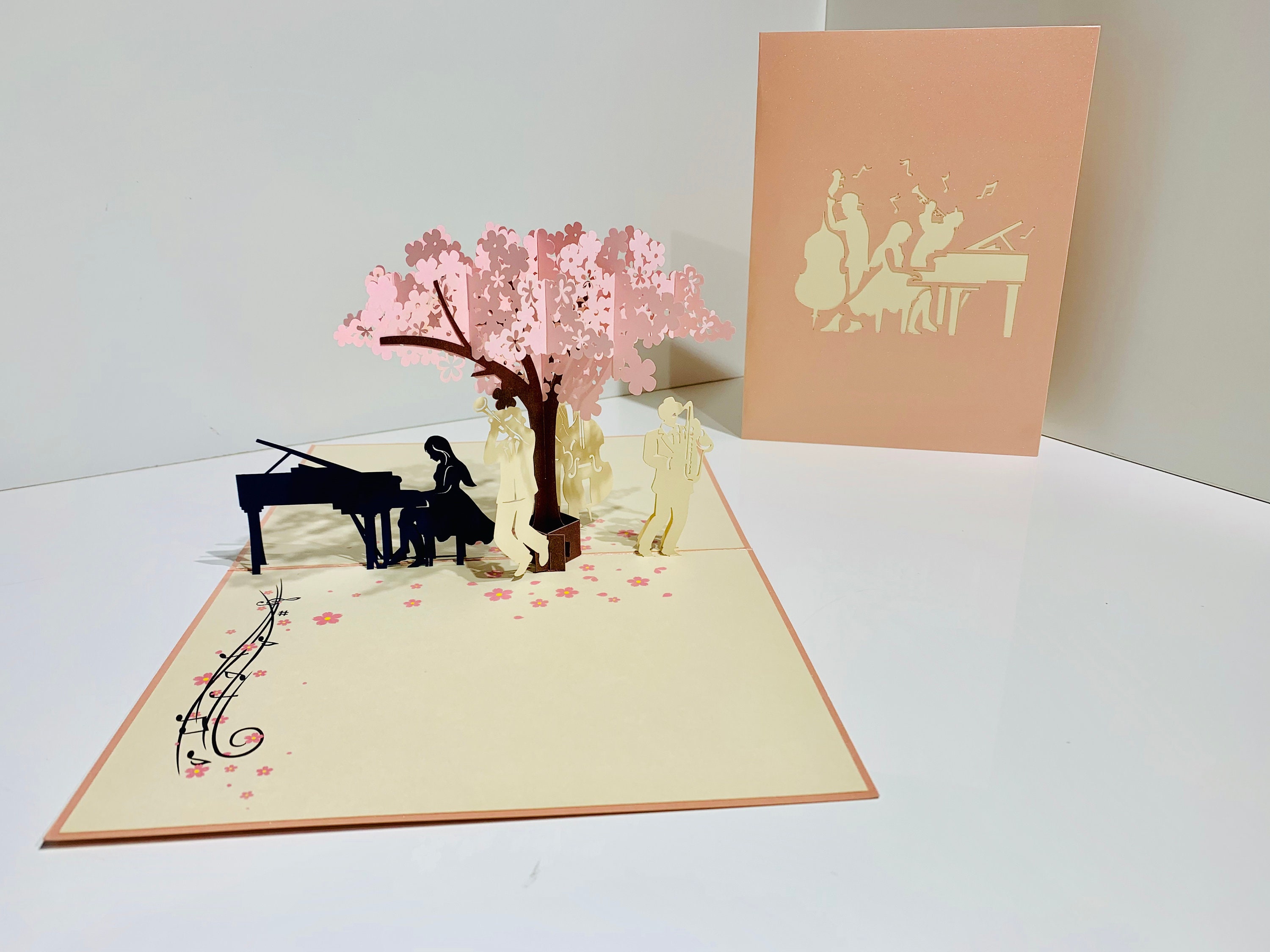 Pink Symphony Orchestra Music Band Card - Created by Origami Pop Cards ...