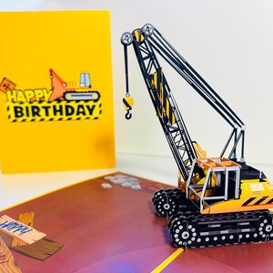 Happy Birthday CRANE Truck 3D Pop up Greeting Card Perfect for ...