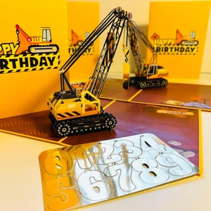 Happy Birthday CRANE Truck 3D Pop up Greeting Card Perfect for ...