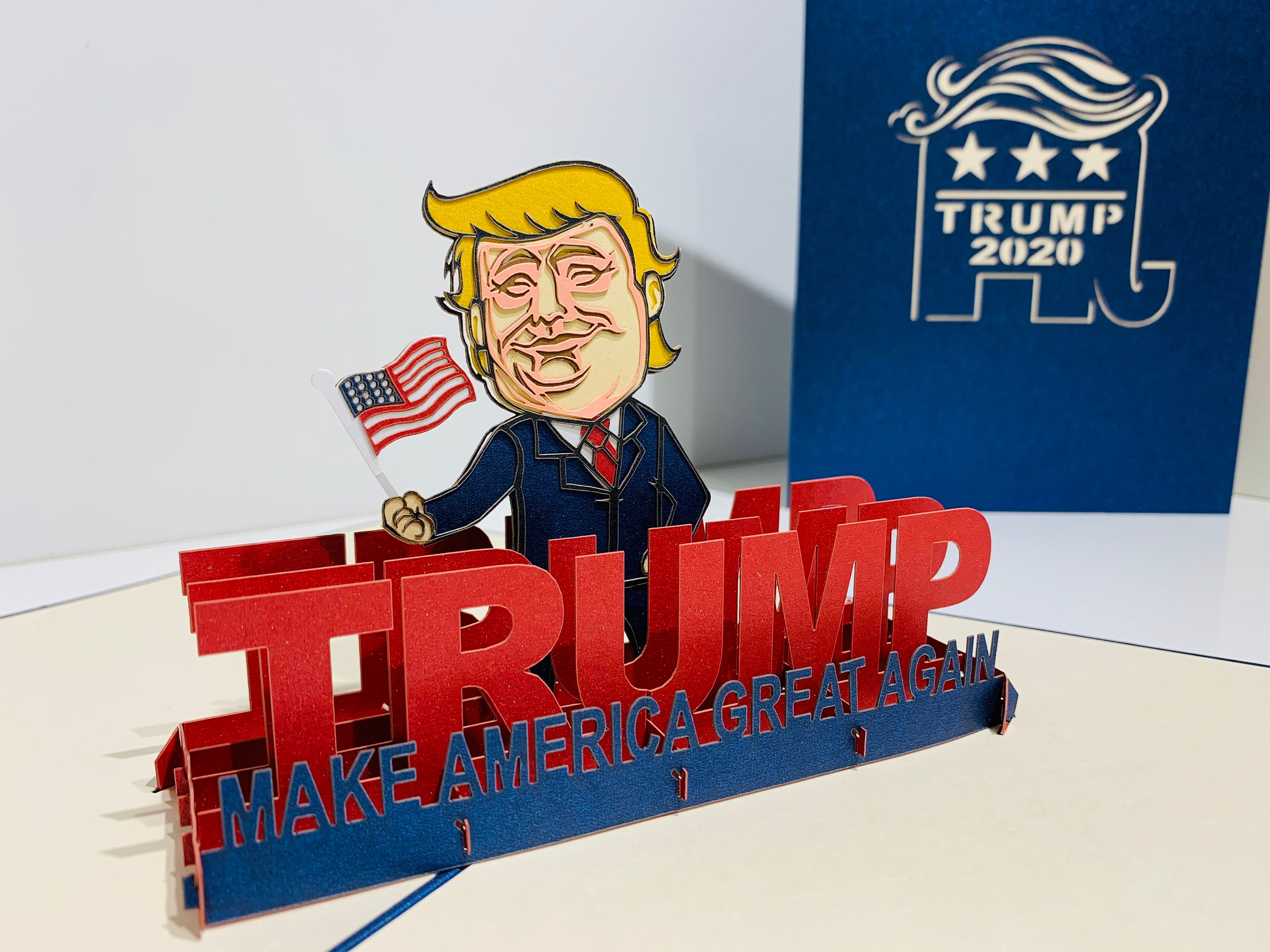 Trump Make Amercia Great Again - 3D Greeting Blank Crad - Origami Card ...