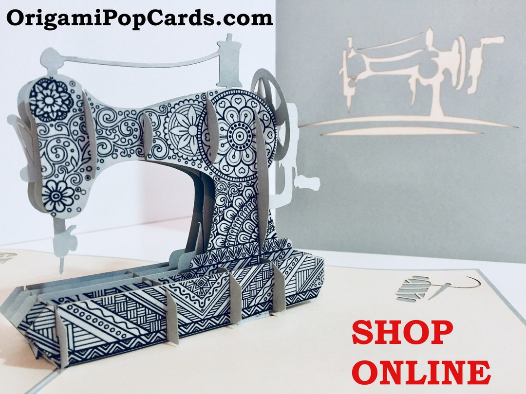 Sewing Machine 3D Birthday Greeting Card Origami Handmade Birthday Card ...