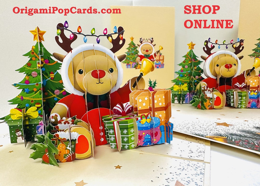 Grumpy Rudolph the Red Nosed Reindeer ~ 3D Pop up Greeting Card Merry ...