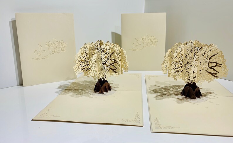 White Cherry Blossom Tree Card - Created by Origami Pop Cards ...