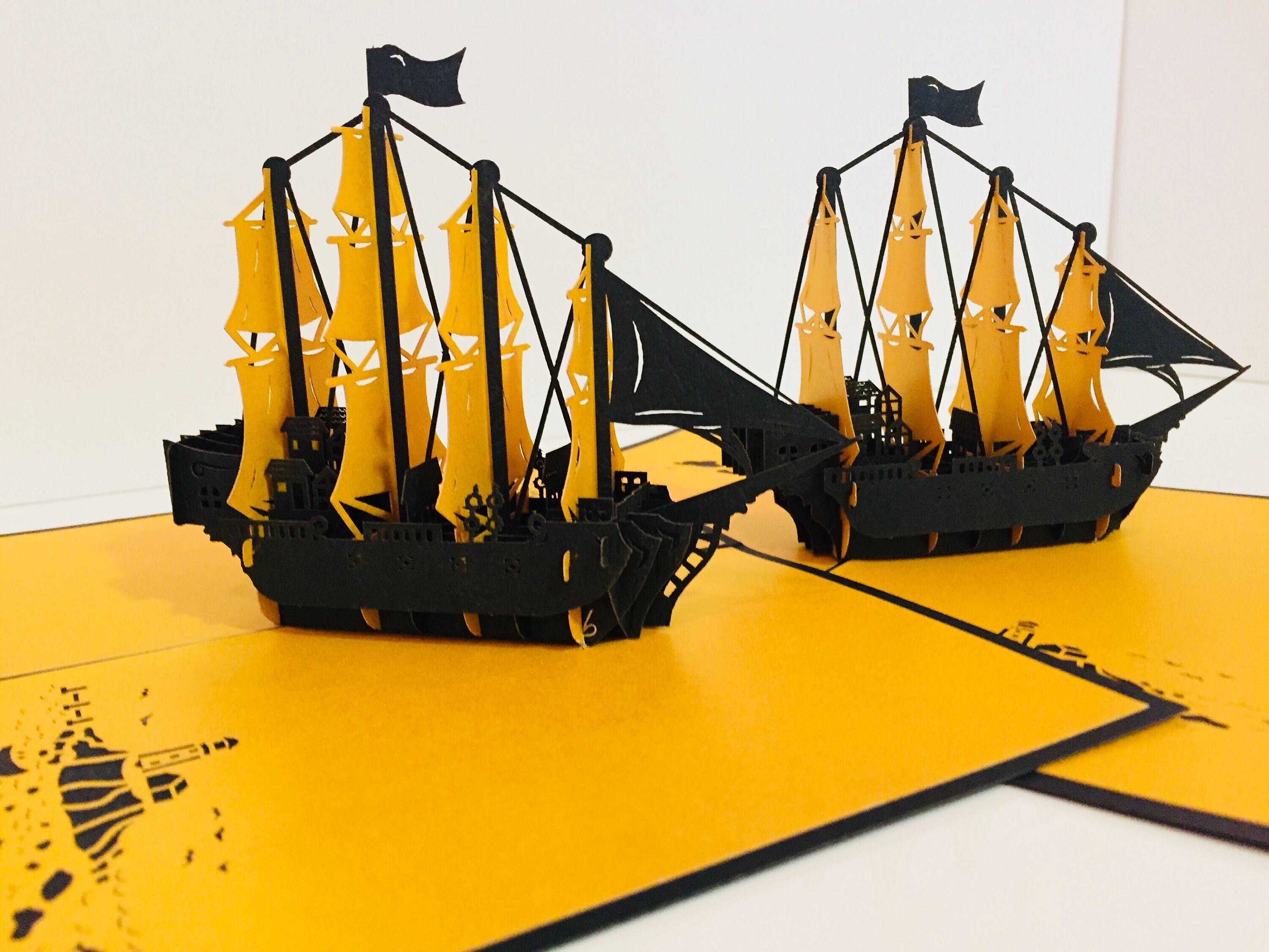 Metallic Gold & Black Pirate Ship Card - Created by Origami Pop Cards ...