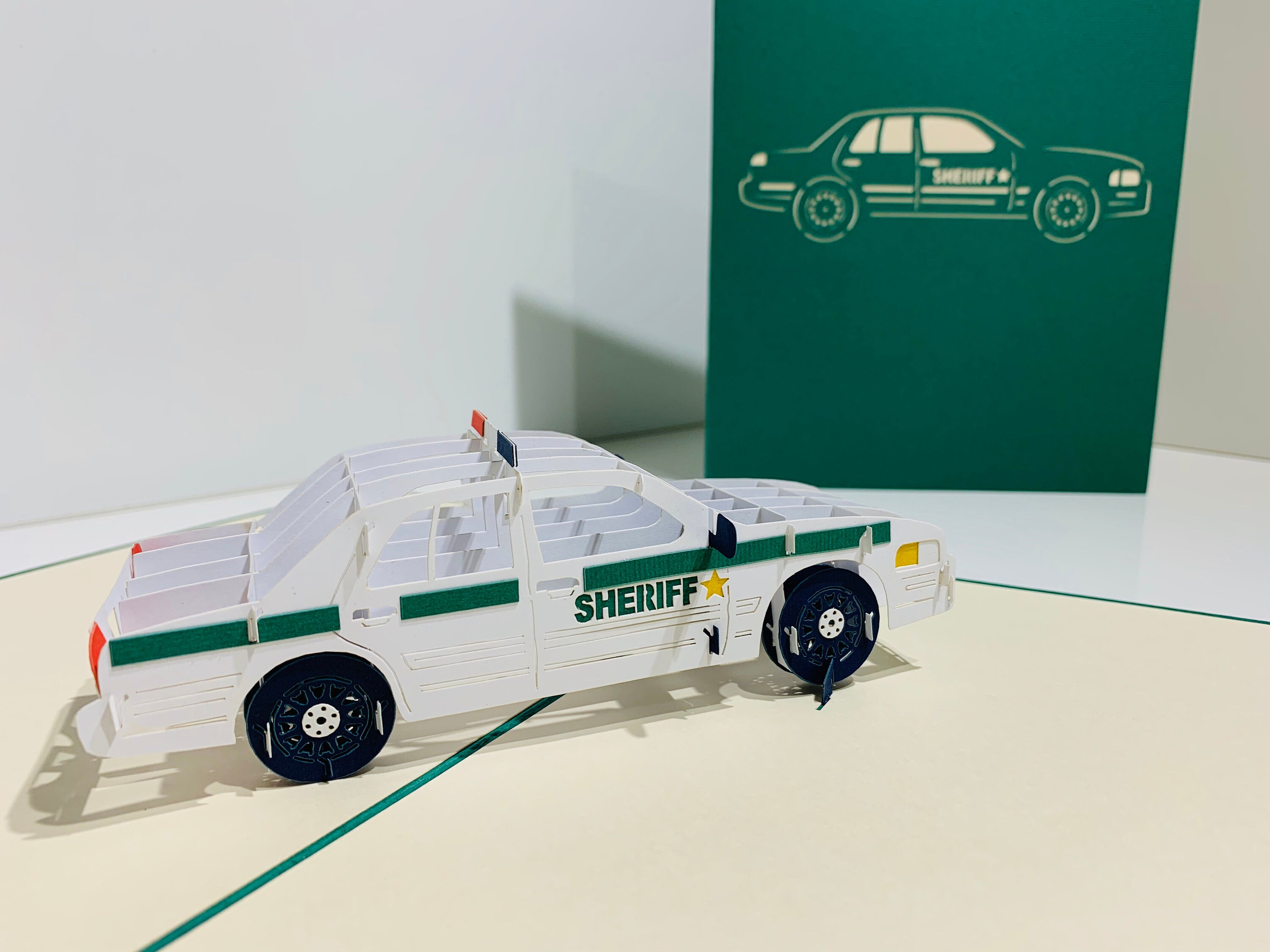 Sheriff Police Car Card Created by Origami Pop Cards Sydney - Etsy