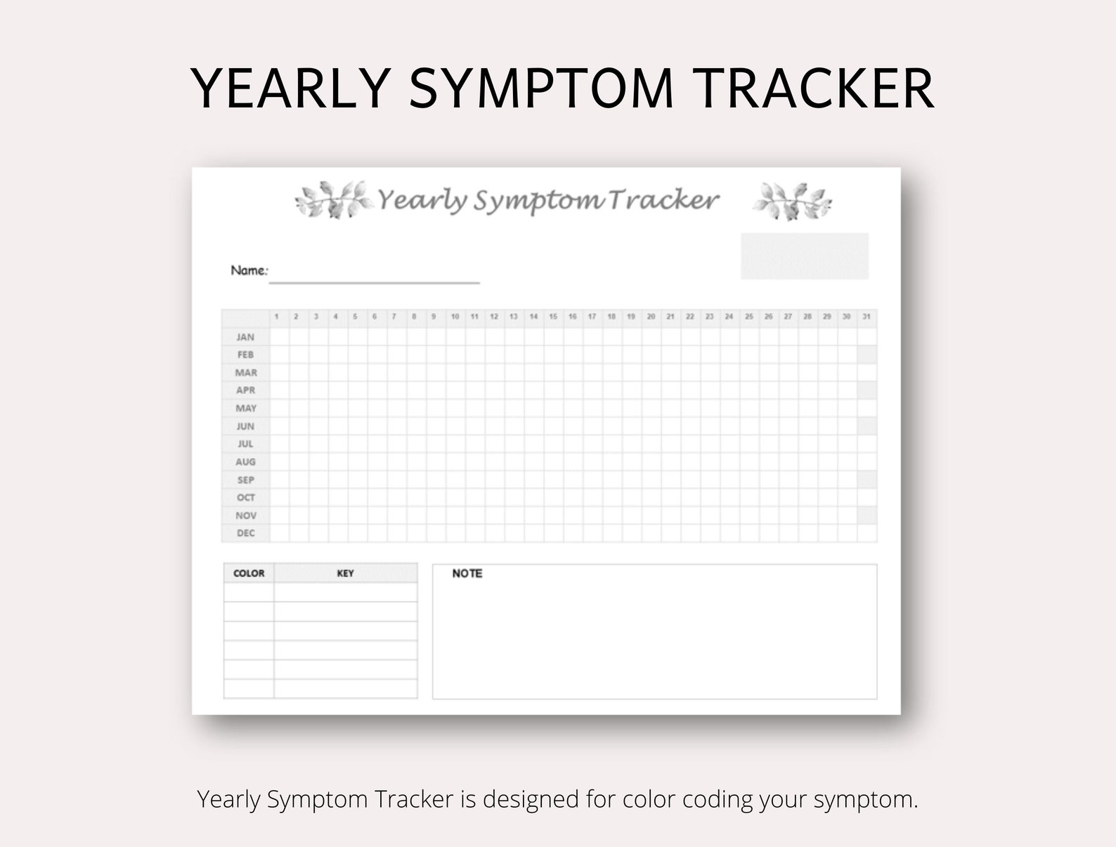 Monthly Symptom Tracker for Chronic Diseases, Pain Tracker,daily ...