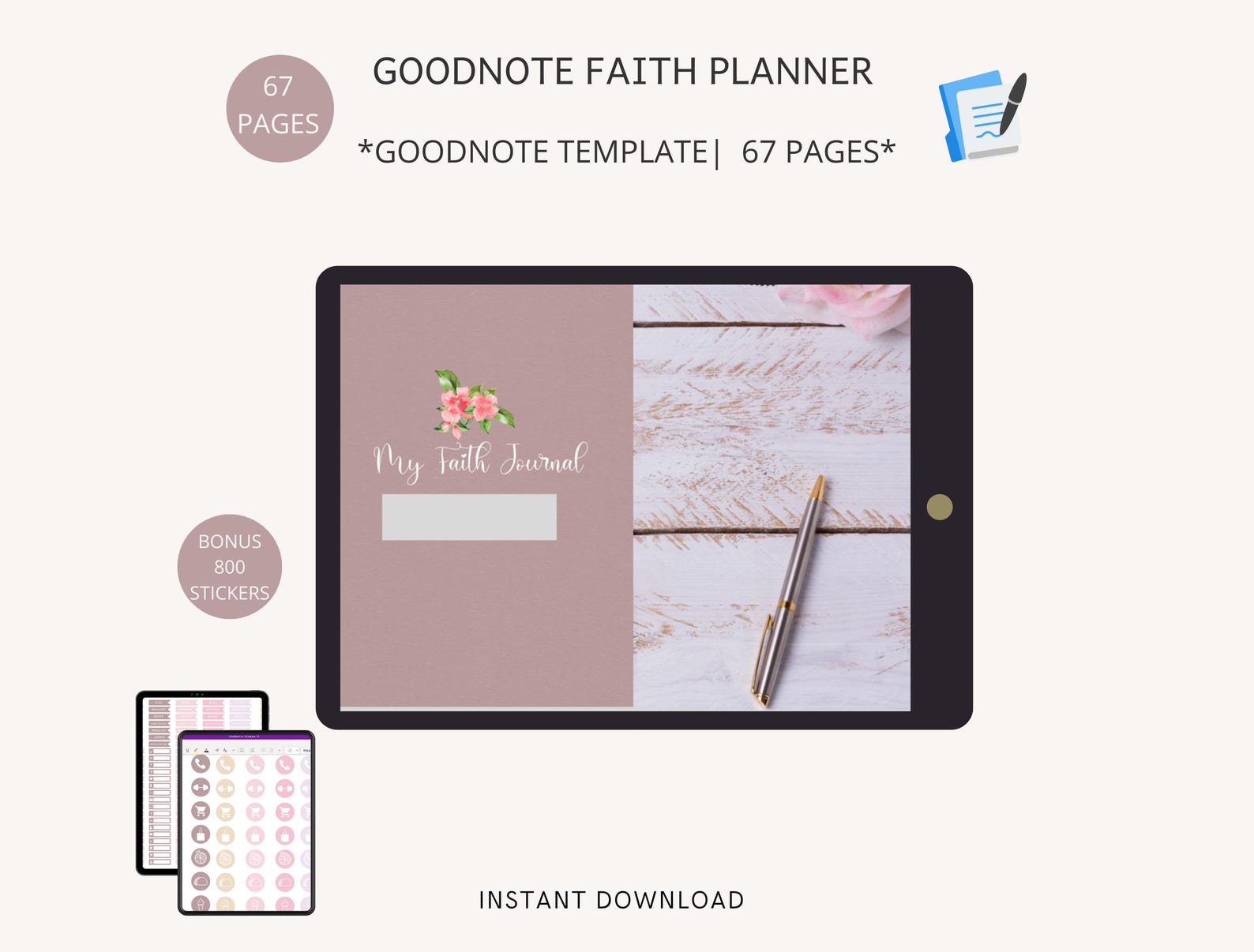Faith Digital Planner for Goodnote , Digital Prayer Journal, Sermon ...