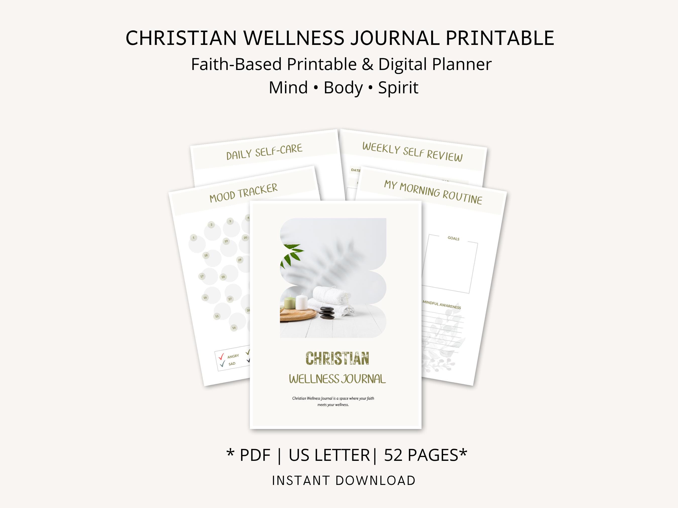 Christian Wellness Journal Printable| Self-care, Gratitude, Habit ...