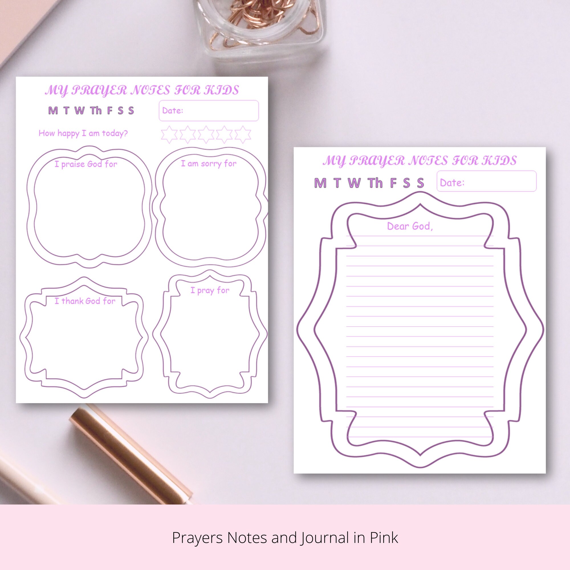 Kids Prayer Journal Printable: Prayer Notes and Planner for Children ...
